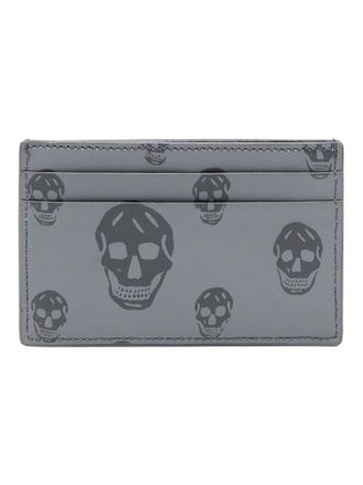 Alexander McQueen Skull-Embossed Leather Card Case - Grey