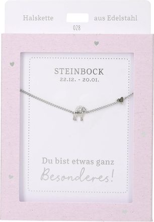 Depesche 13895.28 Halskette mit Steinbock und Herz, versilbert, variabel in der Länge tragbar (42 cm + 5 cm), als Geschenk oder kleine Aufmerksamkeit