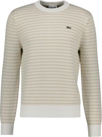 Lacoste Gestreifter Pullover mit Rundhalsausschnitt - - Knitwear - Herren - Beige - XL