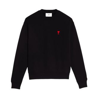 Ami Herz Sweatshirt Stilvoll Bequem Bestickt Logo - - Sweatshirts & Hoodies - Herren - Schwarzk - L