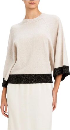 Twinset Maglia Girocollo Cropped Lurex - Femme - Pulls - Beige - Taille: 38 FR