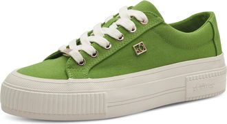 s.Oliver Damen Plateau Sneaker mit Schnürsenkeln Bequem, Metallisch (Green), 40 EU