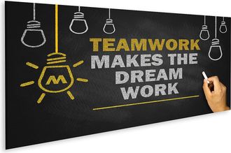 Islandburner Bild auf Leinwand Teamwork Makes Dream Work Tafel Schild Für Büro Motivation Bilder Wandbilder Poster IKNU-Pano