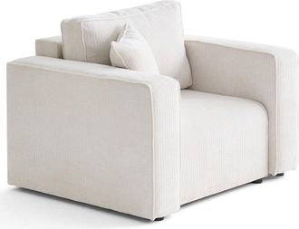 Best Mobilier Bestmobilier - Topaze - fauteuil en velours côtelé plat - ecru