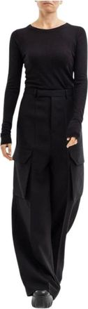 Rick Owens Femme, Pantalons, Noir, Taille: 38 FR Pantalon Cargo en Laine