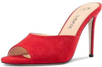 Castamere Femmes Haut High Aiguille Talon Heel Ouvert Bout Slip-on Sandales Dress Bureau Décontracté Mules Chaussures 10 CM Heels Rouge 39 EU
