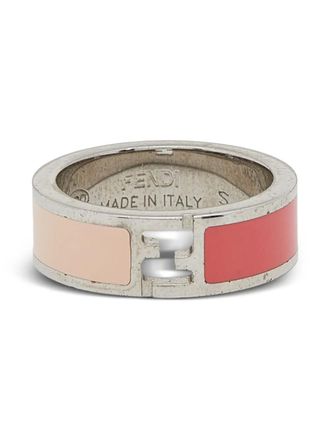 Fendi bague bicolore en &eacute;mail - Argent