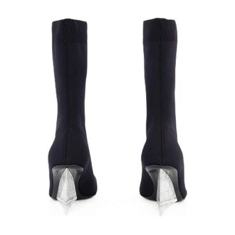 Alexander McQueen Womens Knit Sock Boot Black Leather