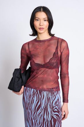 JAN 'N JUNE Damen vegan Longsleeve Mesh Dora Carmine Curl