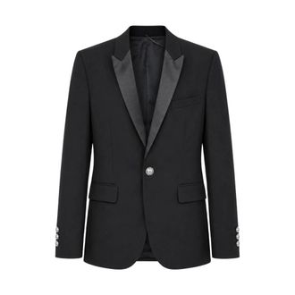 Balmain Einknopf-Wolljacke - - Jackets - Herren - Schwarzk - 2XL