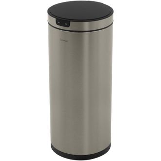 ML Design ML-Design M&uuml;lleimer mit Sensor 40L rund aus Edelstahl, Silber, Automatisches &Ouml;ffnen & Schlie&szlig;en, Abfalleimer ber&uuml;hrungslos, Klemmring f&uuml;r M&uuml;llbeutel