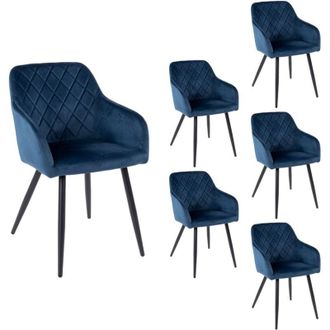 M&S Collection M&s - Lot de 6 chaises 59x56x82 cm en velours bleu - velvet