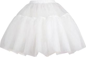 Minetom Jupon Femme Jupe Courte Jupontutu Danse en Tulle Style Rétro Rockabilly Petticoat Underskirt Lolita Cosplay Jupon De Mariée en Crinoline C Blanc One S