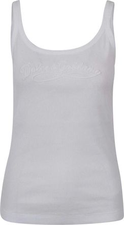 Dolce & Gabbana Femme, Tops, Blanc, Taille: 36 FR D&eacute;bardeur c&ocirc;tel&eacute; en coton avec logo brod&eacute;