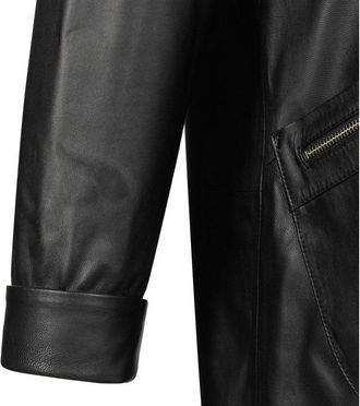 Mouflon Lederjacke Alina Echtleder-Mantel in moderner Long-Optik mit Kapuze