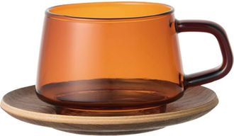 Kinto Sepia 28663 Tasse mit Untertasse, 24,5 ml, bernsteinfarben
