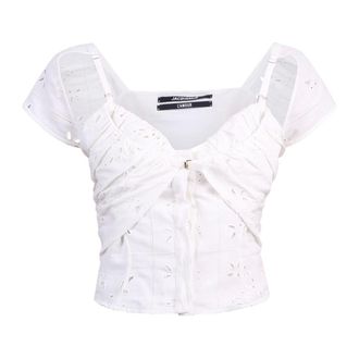Jacquemus Femme, Blouses et Chemises, Blanc, Taille: 40 FR T-shirt blanc &agrave; encolure coeur et superpositions