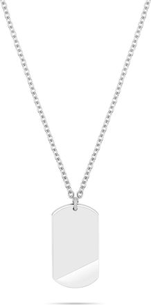 s.Oliver Herren Necklace - Halskette aus mattiertem Edelstahl mit Taganh&auml;nger - Silber - Ankerkette verstellbar bis 60 cm - wasserfest & hautfreundlich