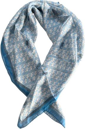 Borbonese Femme, Accessoires, Bleu, Taille: ONE Size Seahorse Print Silk Scarf