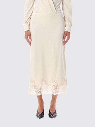 Alberta Ferretti Jupe midi en cr&ecirc;pe avec taille &eacute;lastiqu&eacute;e et inserts en dentelle