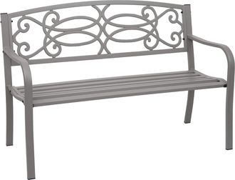 Mendler Gartenbank HWC-F44AM, Bank Parkbank Sitzbank, 2-Sitzer pulverbeschichteter Stahl - grau