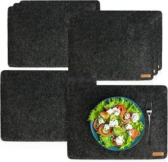 Com-Four 8X Sets de Table effa&ccedil;ables en Feutre - Set de Table r&eacute;sistant &agrave; la Chaleur pour 8 Personnes - Sets de Table Extra &eacute;pais et antid&eacute;rapants (Set de Tabl