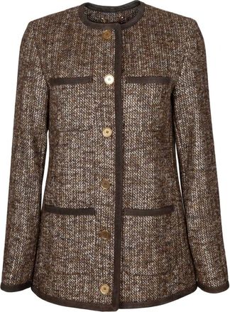 Golden Goose Femme, Vestes, Brun, Taille: 36 FR Veste en Tweed de Laine Café Aw25