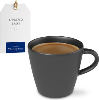 Villeroy & Boch Manufacture Rock Mokka-/Espressoobertasse 100 Ml, Spülmaschinenfest, Mikrowellensicher, Schwarze Tasse Für Mokka Kaffee Oder Espresso, Becher, Heißget