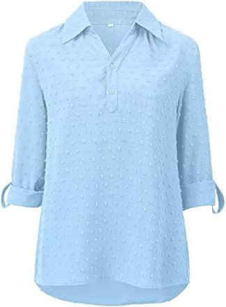 Generic 2026 Vestes pour femmes, automne et hiver, chemise &agrave; manches longues en laine jacquard, veste ample d&eacute;contract&eacute;e, bleu ciel, M