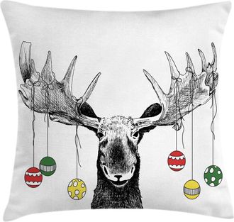 Abakuhaus Weihnachten Kissenbezug, Flüchtiger Noel Ornament, Beidseitiges Digitaldruck mit Reißverschluß Farbfest Pflegeleicht und Waschbar, 40 x 40 cm, Weiß Gr