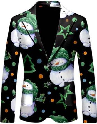 Generic Blazer De No&euml;L pour Homme Veste Paillettes Manches Longues Costume Top Nouvel an Sportif Loisirs Smoking Motif 2024