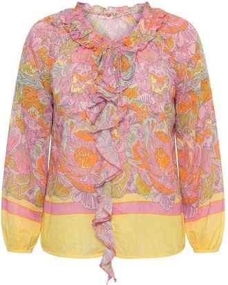 Miamoda Longbluse Bluse bequeme Passform Muster Bord&uuml;ren
