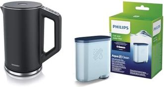 Arendo Edelstahl Wasserkocher mit Temperatureinstellung 40-100 Grad in 5er Schritten & Philips AquaClean Kalk- und Wasserfilter für Espressomaschine, Kein En