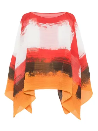 Pleats Please Issey Miyake haut pliss&eacute; &agrave; imprim&eacute; abstrait - Rouge