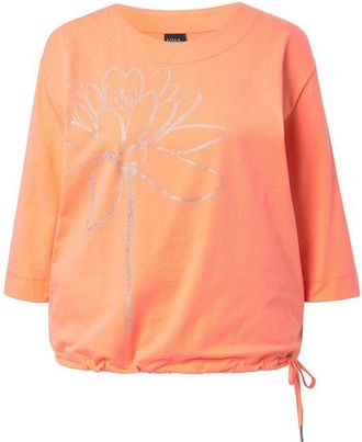 Ulla Popken T-Shirt Shirt Ziersteine Rundhals 3/4-Arm Saumband