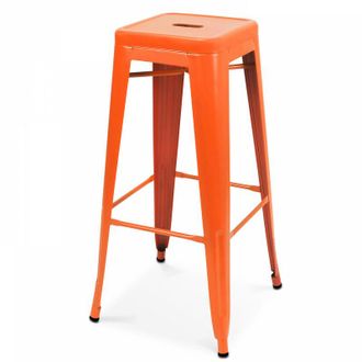 Oviala Tabouret de bar en m&eacute;tal orange mat