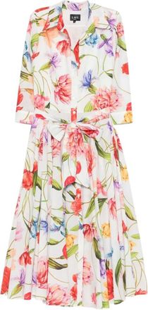 Lavi Lavi, Femme, Robes, Multicolore, Taille: 38 FR Ninni Robe Midi &agrave; Fleurs et Taille Nou&eacute;e