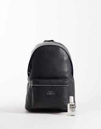 Polo Ralph Lauren Grand sac &agrave; dos en cuir grain&eacute;-Multicolore