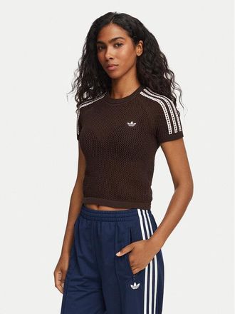 adidas T-Shirt Knitted Crochet Cali KC6480 Braun Slim Fit