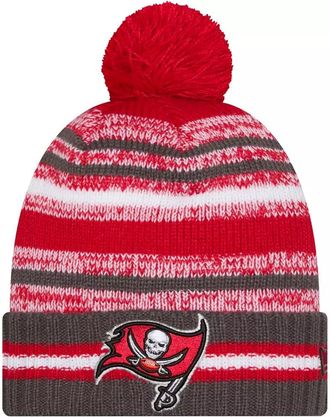 New Era Tampa Bay Buccaneers Sideline Sportm&uuml;tze mit B&uuml;ndchen, gestreift, mit Bommel, NFL Cheer Cuff Knit Cap