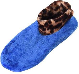 Generic Chaussons chaussettes tendance décontractées pour femme - Motif léopard - Douces et confortables - Double couche épaisse - En peluche - Chaudes au sol