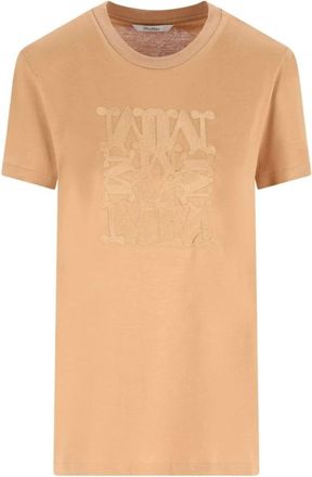 Max Mara Femme, Tops, Brun, Taille: 36 FR T-shirt en coton avec d&eacute;tail monogramme