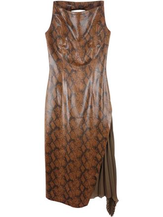 Rokh robe à design plissé - Marron