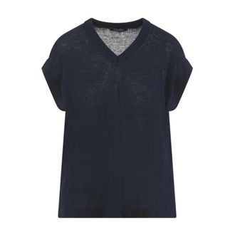 Max Mara Femme, Pulls, Bleu, Taille: 38 FR Ghianda Linen Knit Vest
