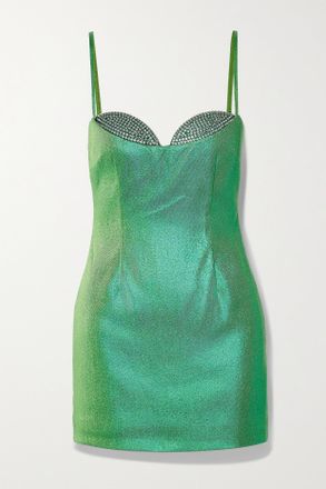 Area Minikleid Aus Metallic-jersey Mit Kristallen - Gr&uuml;n
