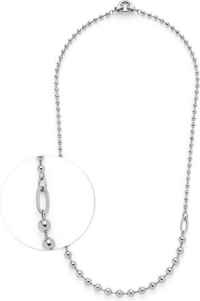 Leonardo Halskette Clip & Mix Dotty - mittellange Kugel-Kette aus silberfarbenem Edelstahl - Mix aus feinen und kräftigeren Kugeln - 60-61,3 cm Länge - Schmuck