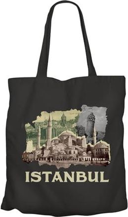 Fabulous Tote Bag Sac Shopping en Toile Noir - Istanbul Vintage Voyage Culture Turquie - 10 L