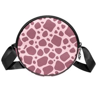 Generic Sac &agrave; bandouli&egrave;re Circle pour femme, petit sac &agrave; bandouli&egrave;re rose avec fermeture &eacute;clair, bretelles r&eacute;glables, sac &agrave; main rond d&eacute;contract&eacute; pour femmes 