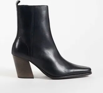 Asos Bottines Chelsea en cuir &agrave; talon avec semelle naturelle - Noir