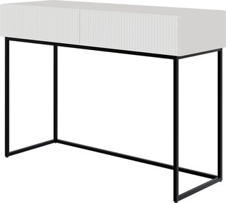 Selsey Schminktisch Makeup Tisch Frisiertisch Kosmetiktisch 110 cm Mit 2 Schubladen Veldio Wei&szlig; Schwarze Beine